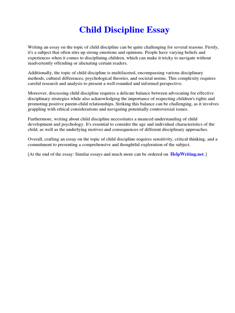 Child Discipline Essay | PDF