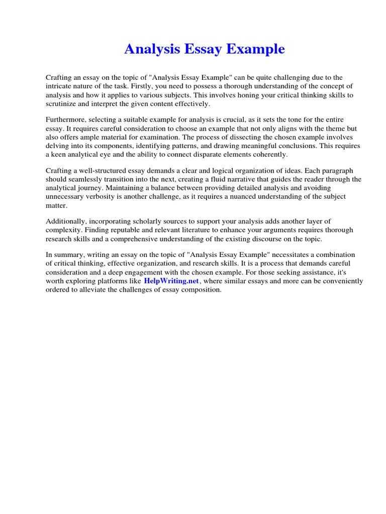Analysis Essay Example | PDF | Essays | Analysis