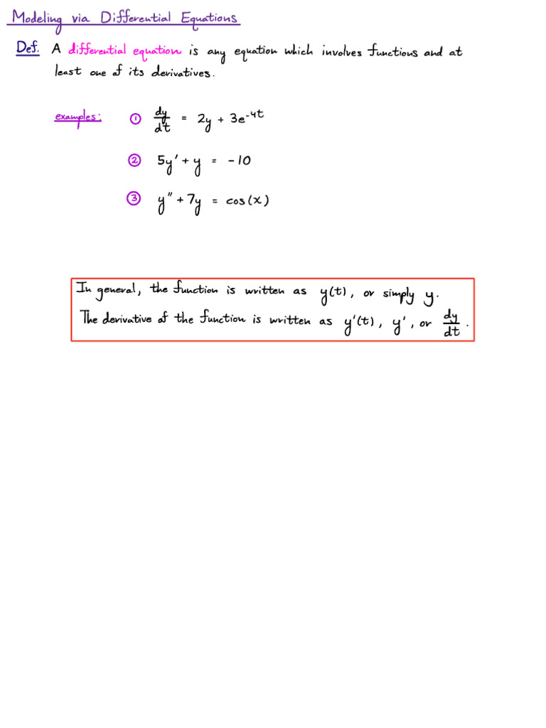 Section 1.1 - Modeling Via Differential Equations | PDF