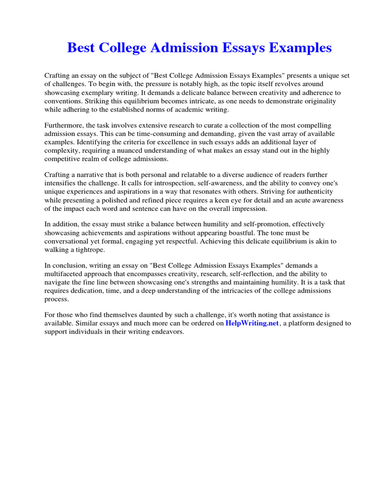 Best College Admission Essays Examples | PDF | Career & Growth | Self ...