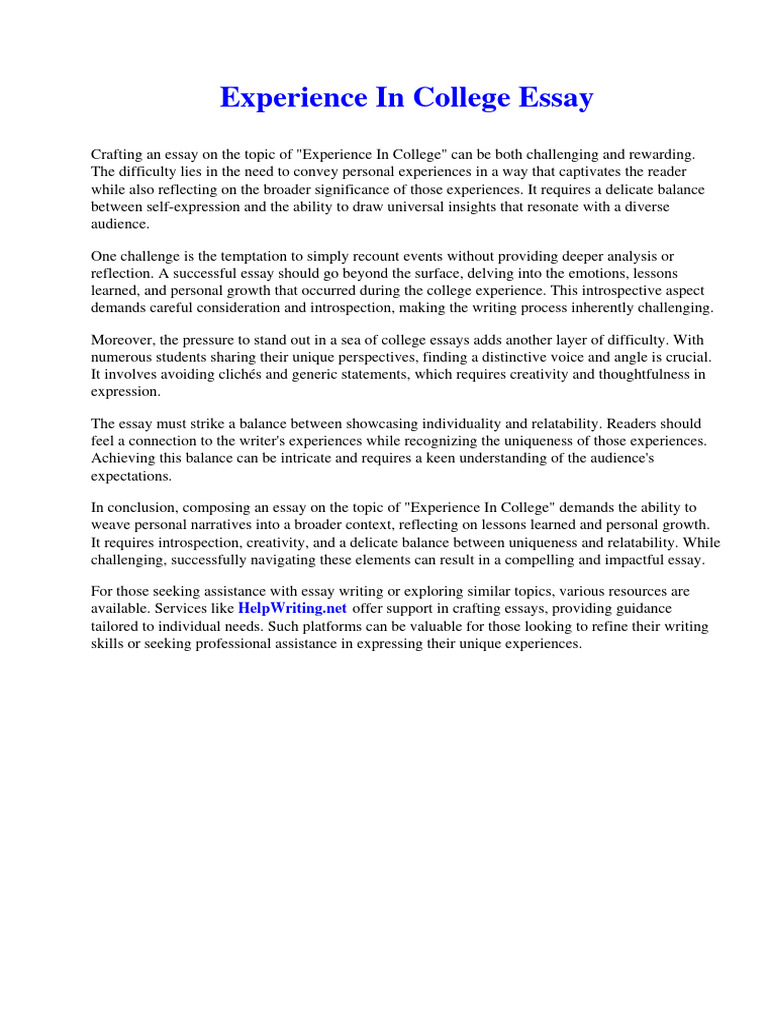 Crafting a Compelling College Experience Essay | PDF | Essays | Creativity