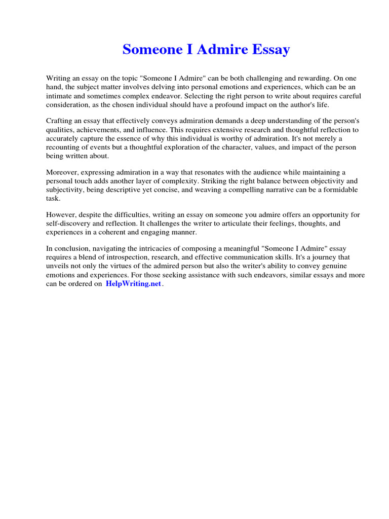 Someone I Admire Essay | PDF | Cloud Computing | Medicaid