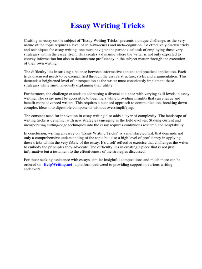 Essay Writing Tricks | PDF | Essays | Closed Circuit Television