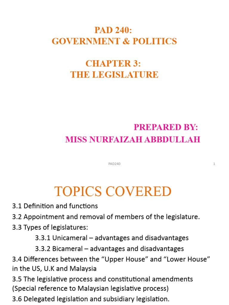 Ch. 3 The Legislature | PDF | Legislature | Bill (Law)