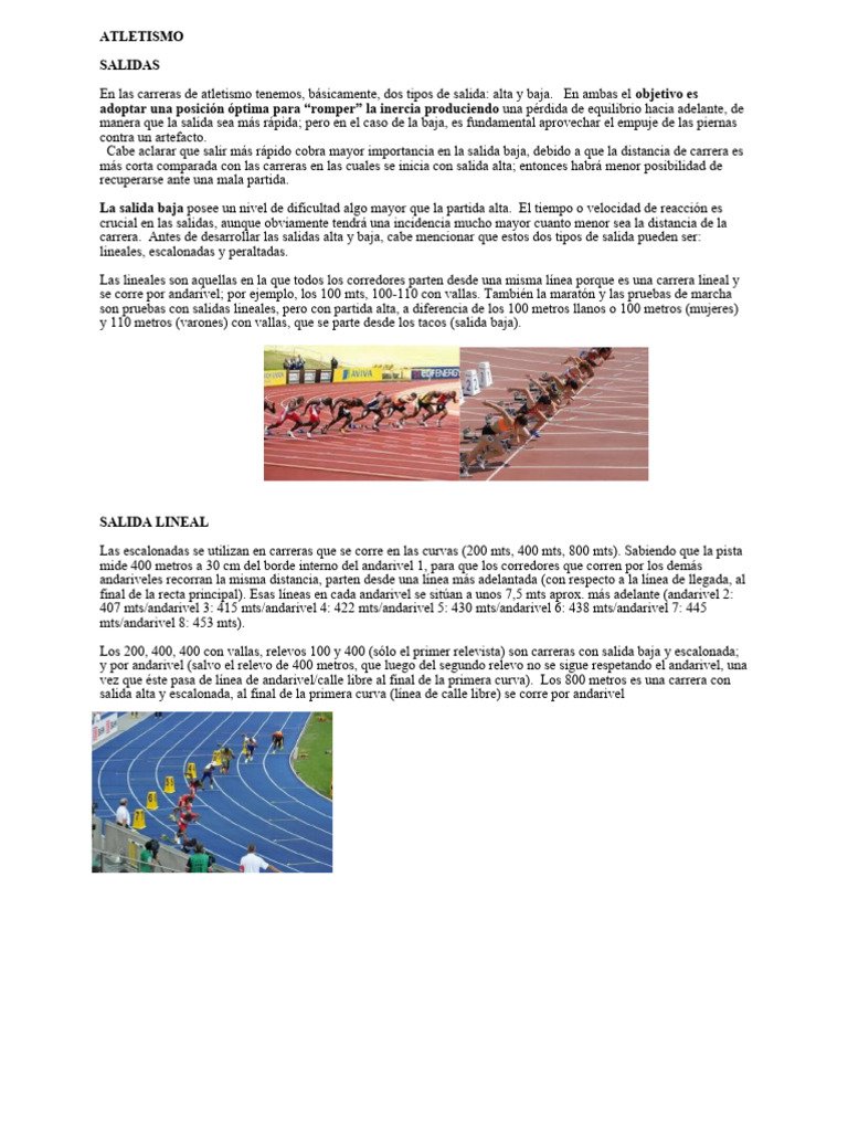 Tipos de Salidas en Atletismo | PDF | Deporte del atletismo