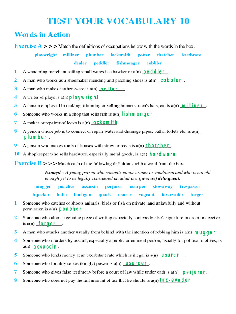 Test Your Vocabulary 10 | PDF | Evolution