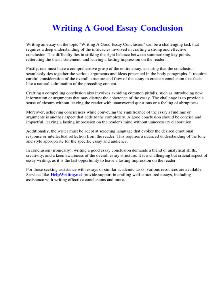 Writing A Good Essay Conclusion | PDF | Justification (Theology ...