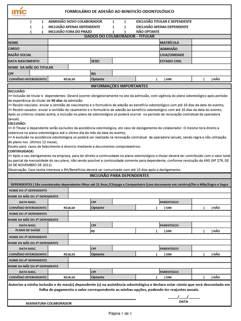 Formulario Odontologico | PDF