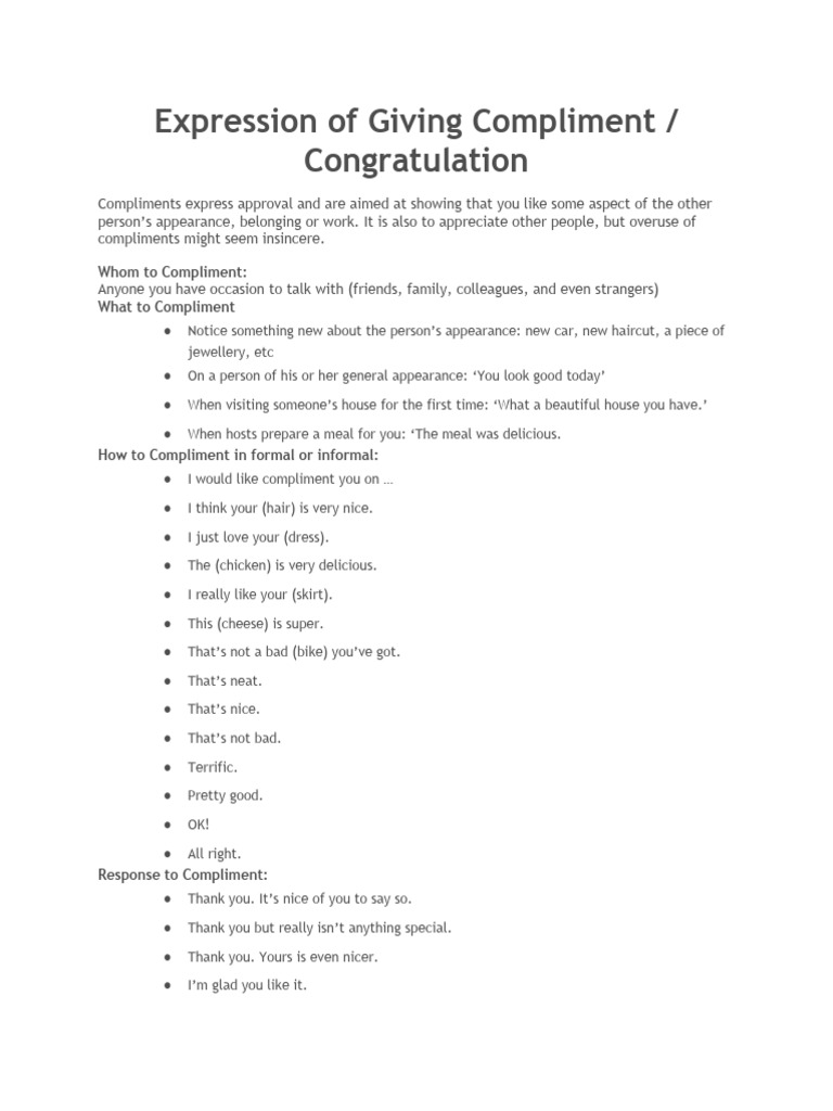 Expression of Giving Compliment | PDF | Self-Improvement