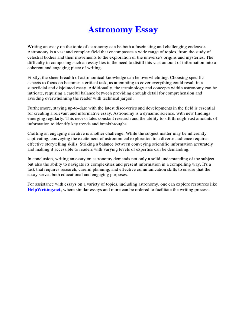 Astronomy Essay | PDF | Essays | Astronomy