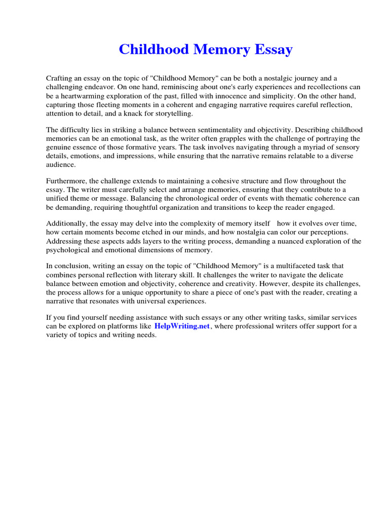 Childhood Memory Essay | PDF | Essays