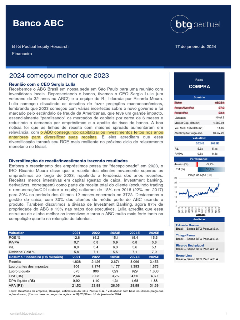 Banco ABC (ABCB4) | PDF | Serviços financeiros | Dinheiro