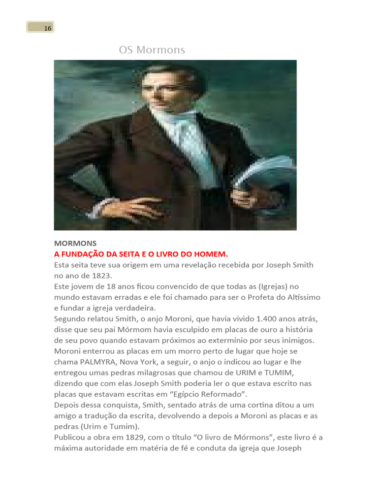 Os Mormons Pdf A Igreja De Jesus Cristo Dos Santos Dos últimos Dias