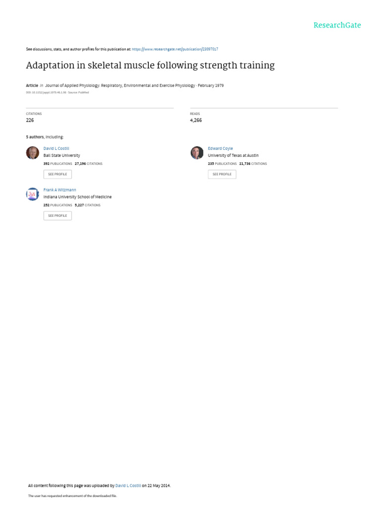 Adaptation in Skeletal Muscle Following Strength Training | PDF ...