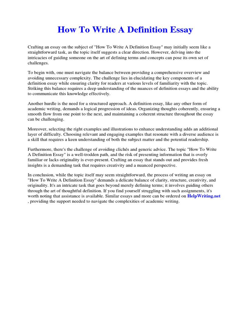 How To Write A Definition Essay | Download Free PDF | Essays ...