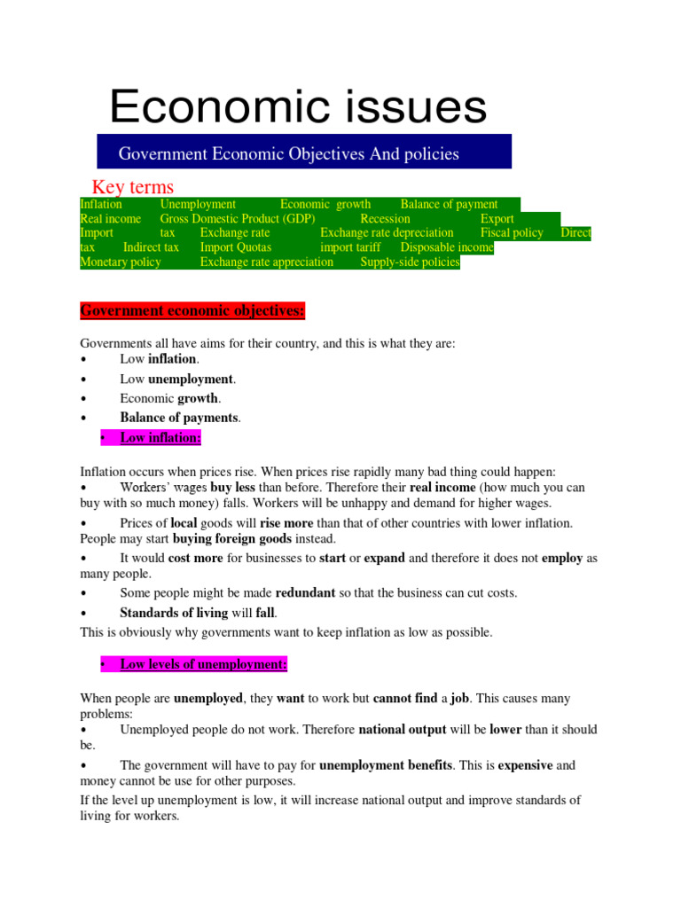 Economic Issues | PDF | Taxes | Inflation