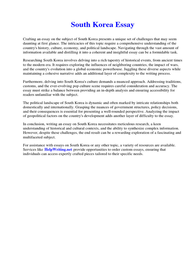 South Korea Essay | PDF | Leadership | International Relations