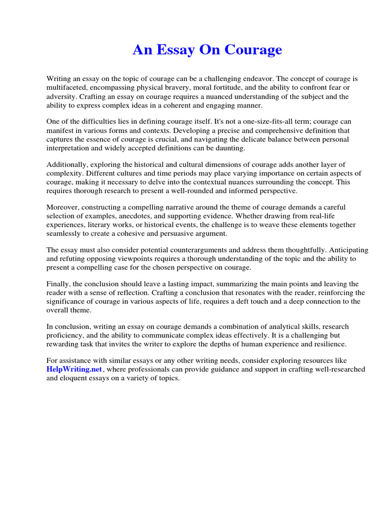 An Essay On Courage | PDF