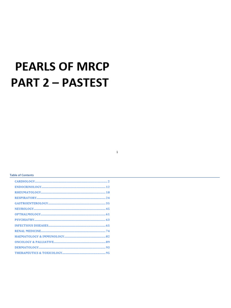 Pearls of MRCP Part 2 Pastest | PDF | Heart | Causes Of Death