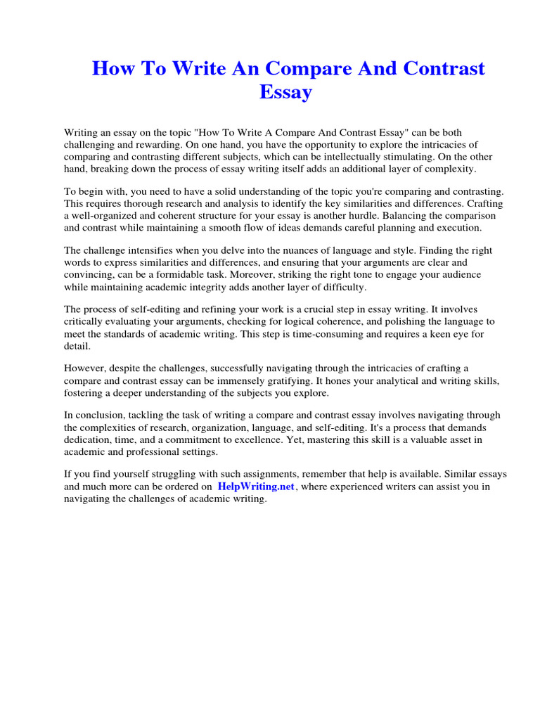 How To Write An Compare and Contrast Essay | PDF | Essays | Wedding