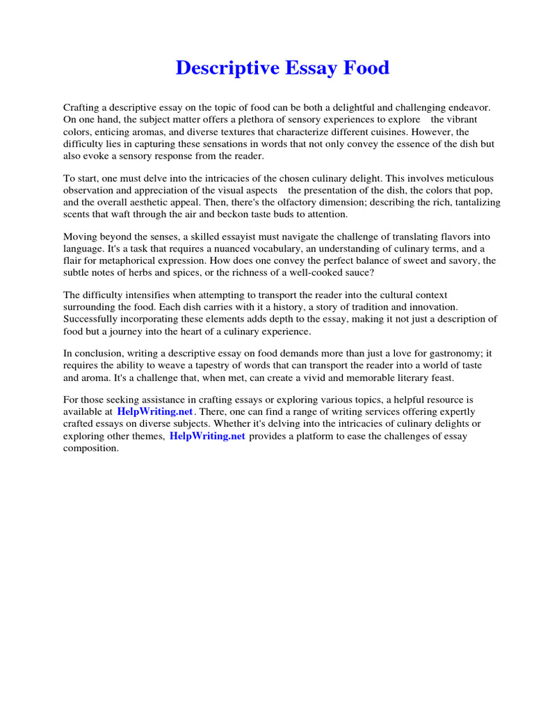 Descriptive Essay Food | PDF