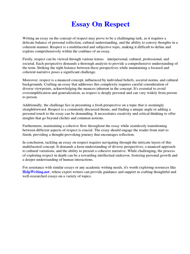 Essay On Respect | PDF