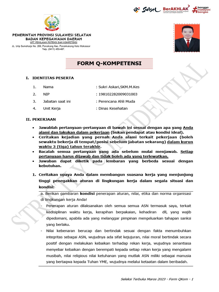 Form Q-Kom (Sukri Askari) | PDF | Bisnis | Ilmu Sosial