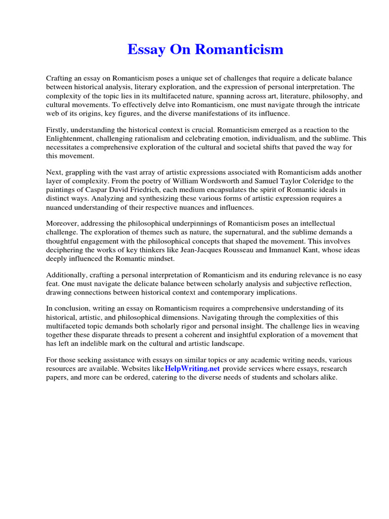 Essay On Romanticism | PDF
