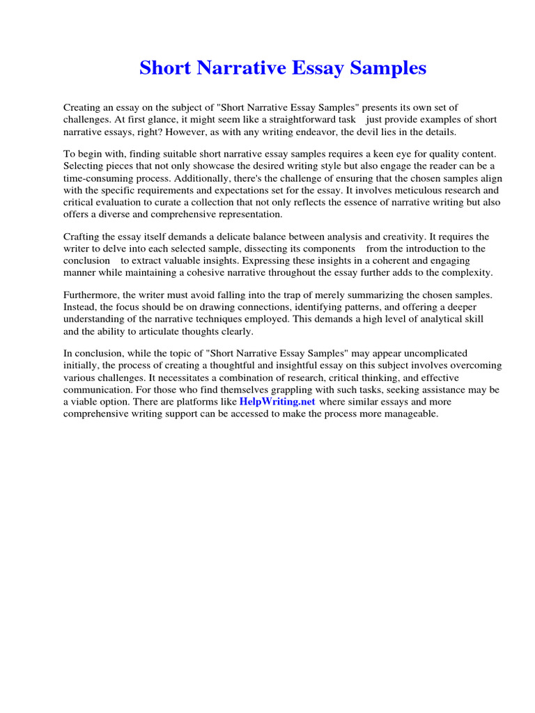 Short Narrative Essay Samples | PDF | Megafauna | Essays