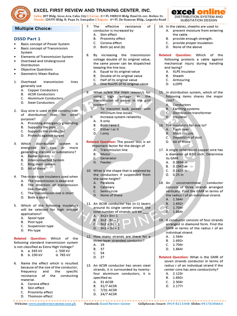 EE 18 20 Distribution System and Substation Design 1 3 | PDF | Electric ...