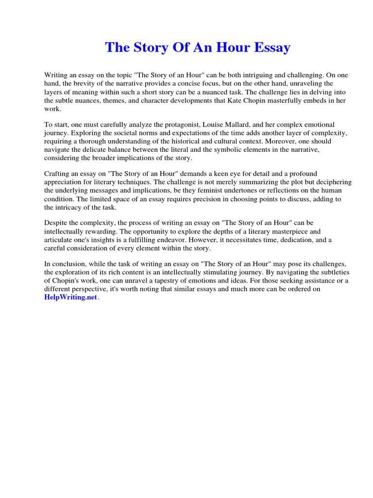 The Story of An Hour Essay | PDF