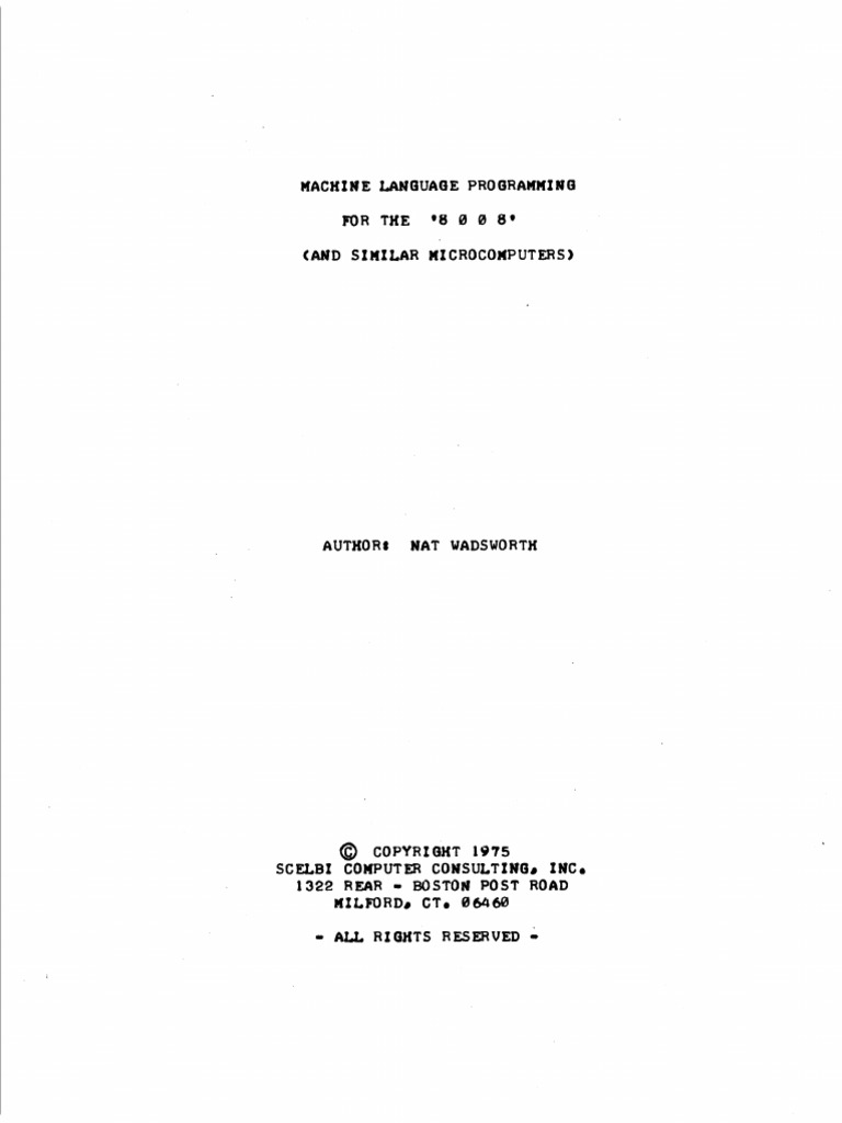 Machine Language Programming For The 8008 | PDF | Business | Computers Machine Language Programming For The 8008 | PDF | Business | Computers