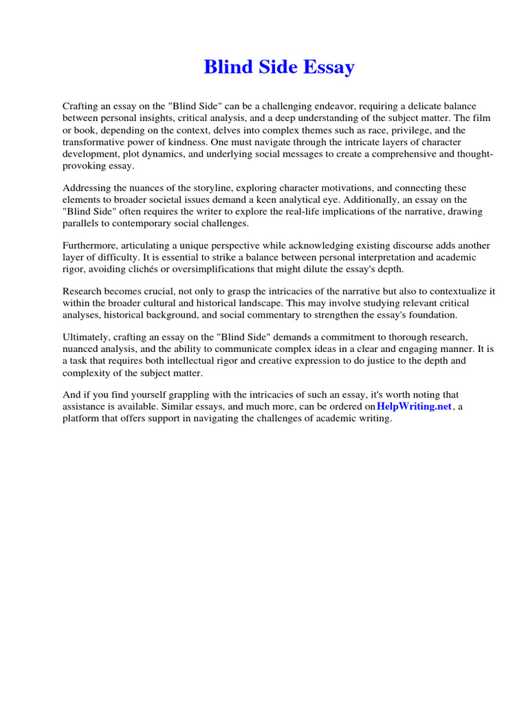 Blind Side Essay | PDF | Essays | God