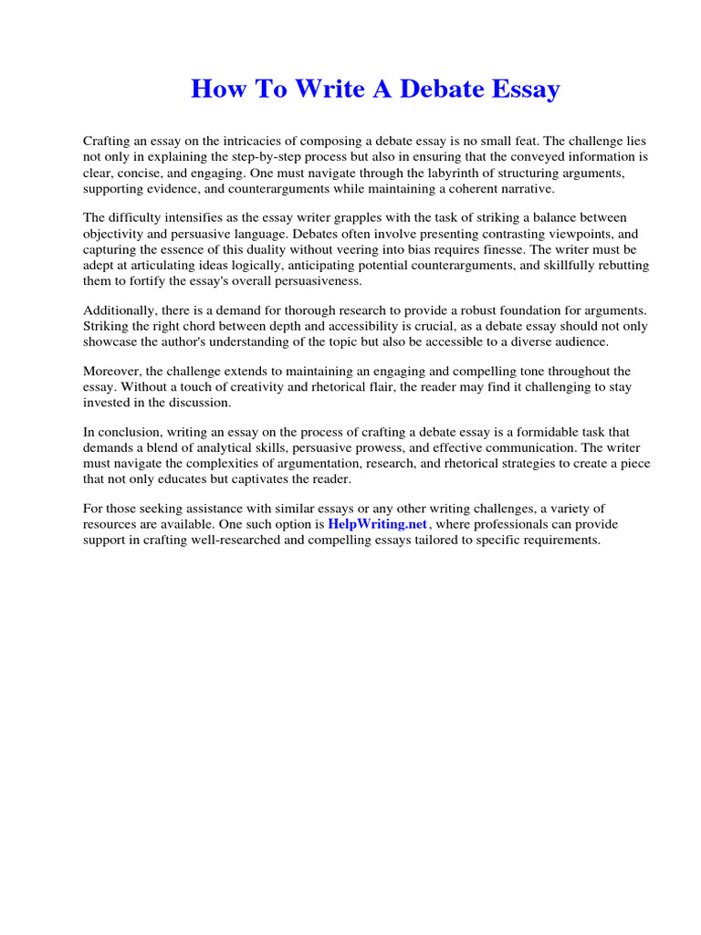 How To Write A Debate Essay | PDF | Essays | Embryo