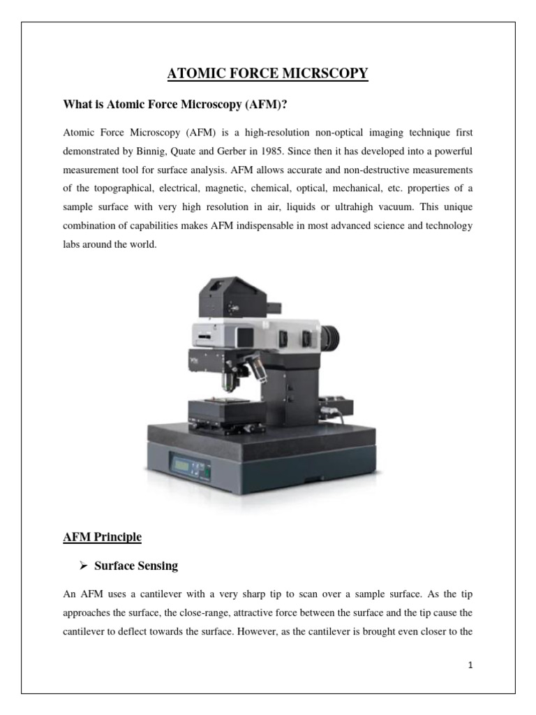 Overview of Atomic Force Microscopy | PDF | Atomic Force Microscopy ...