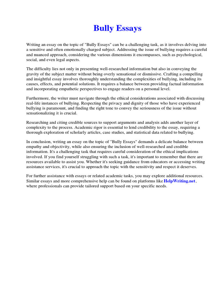 Bully Essays | PDF | Empathy | Essays