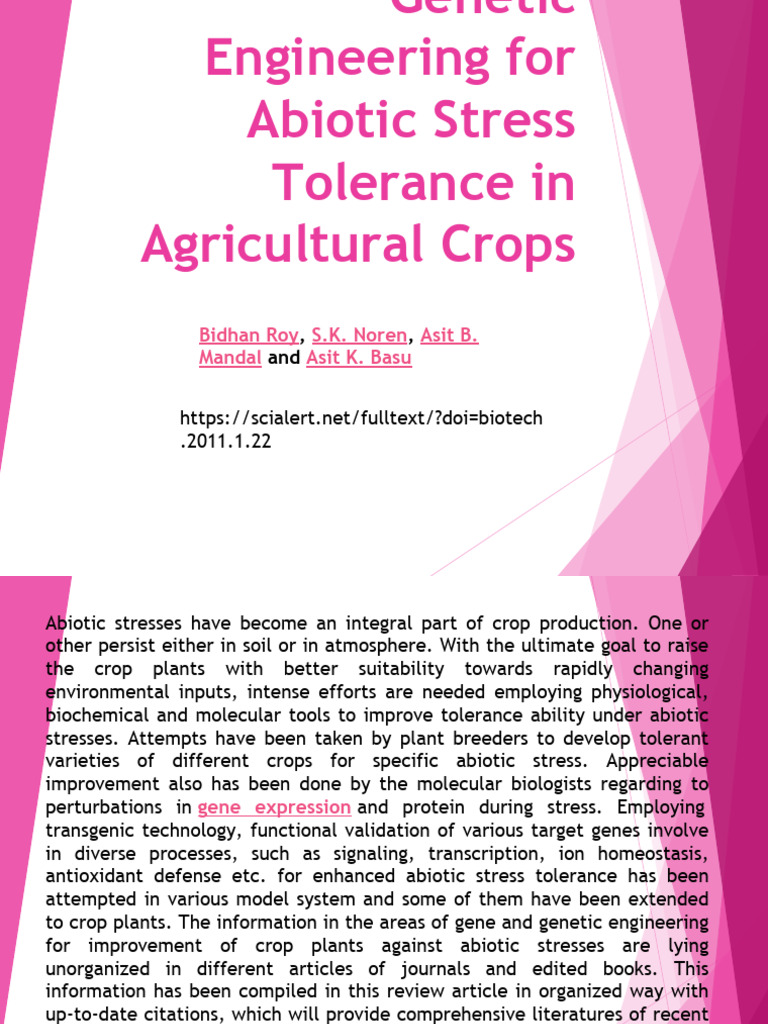 Genetic Engineering for Crop Stress Tolerance | PDF | Soil | Plant Breeding