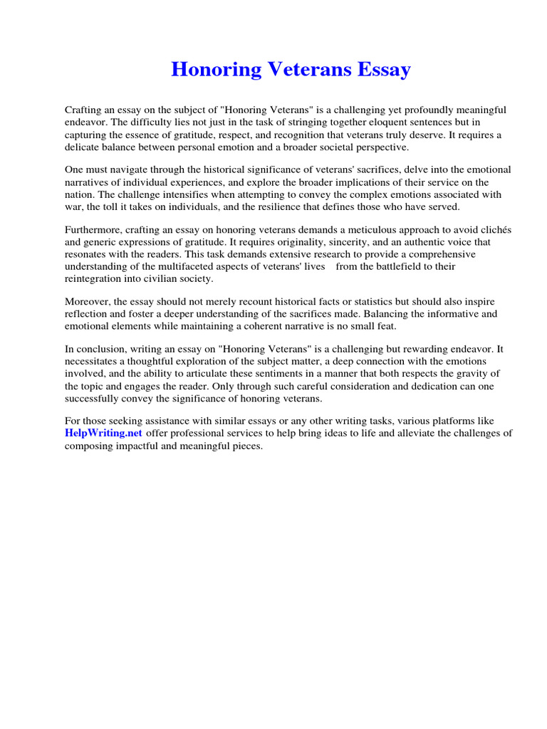 Honoring Veterans Essay | PDF | Science | Physical Sciences