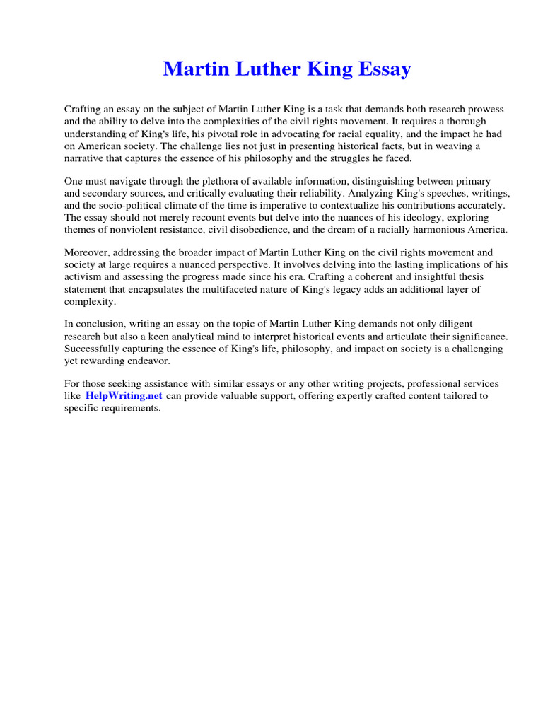 Martin Luther King Essay | Download Free PDF | Baptists | Anabaptism
