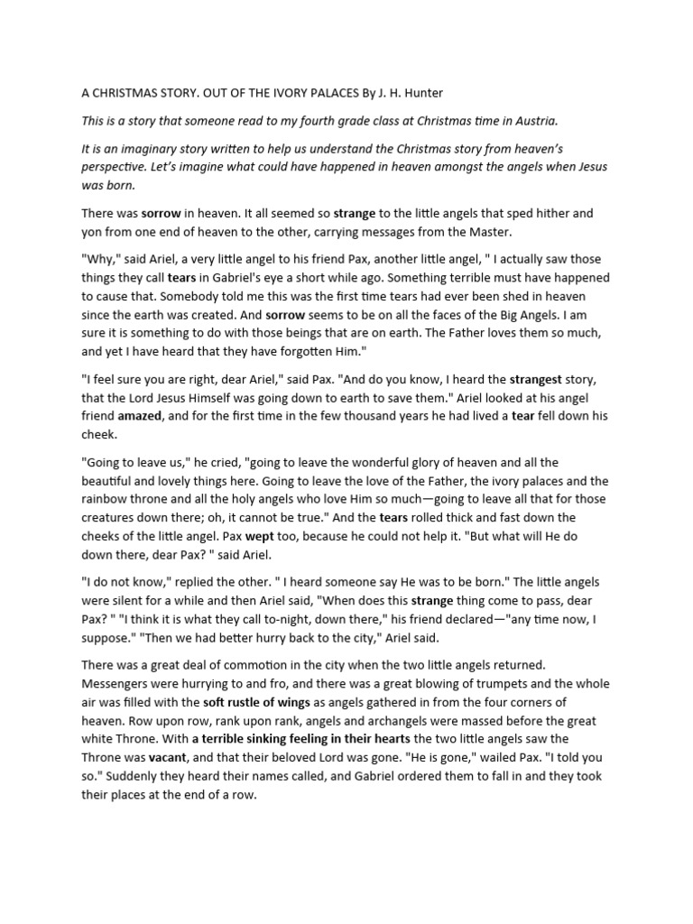 Out of Ivory Palaces Angel Christmas Story by James B Hunter | PDF ...
