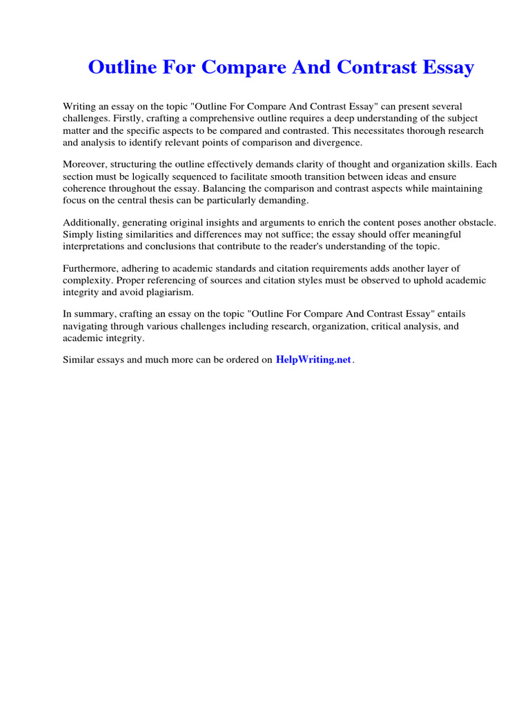 Outline For Compare and Contrast Essay | PDF | Essays | Literacy