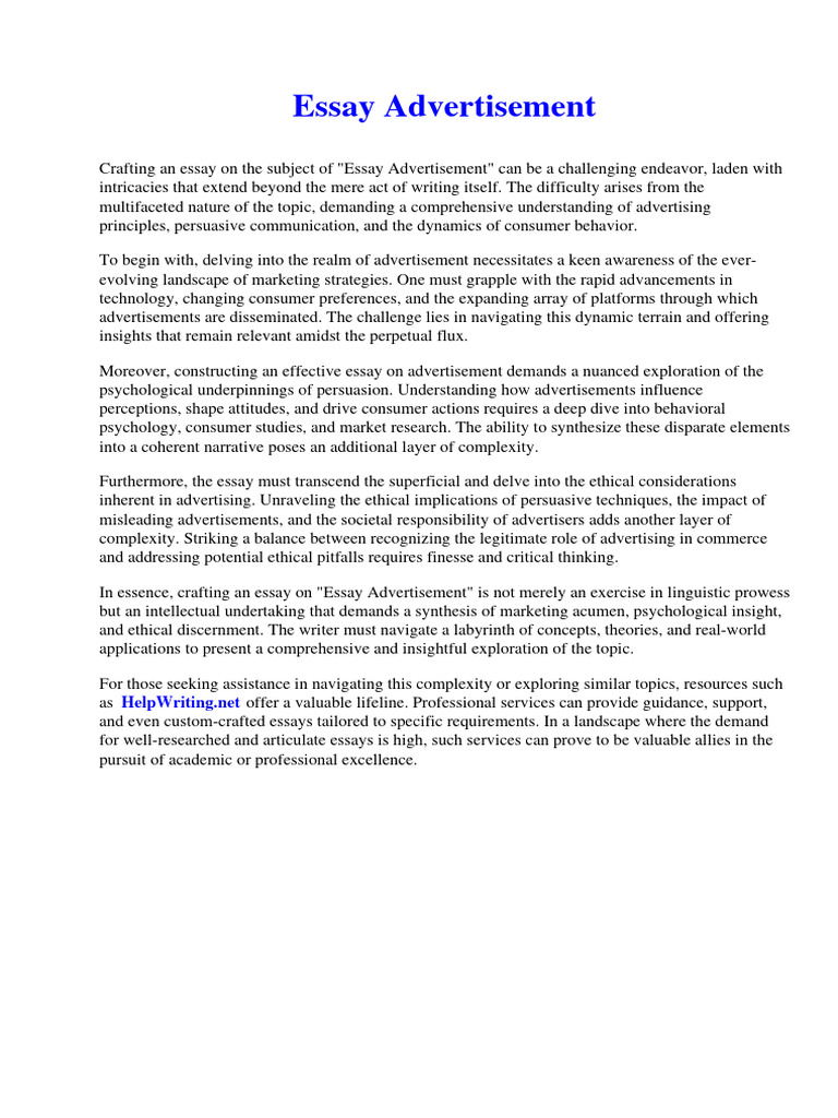 Essay Advertisement | PDF