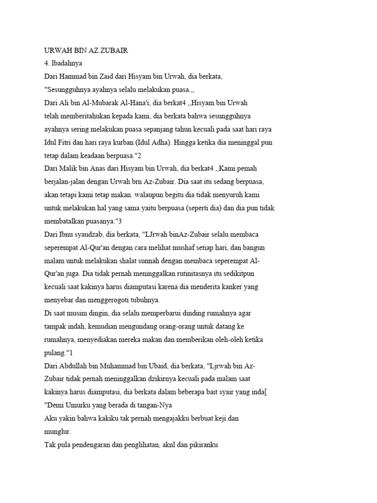 Biografi Ulama URWAH BIN ZUBAIR Bagian 3 | PDF