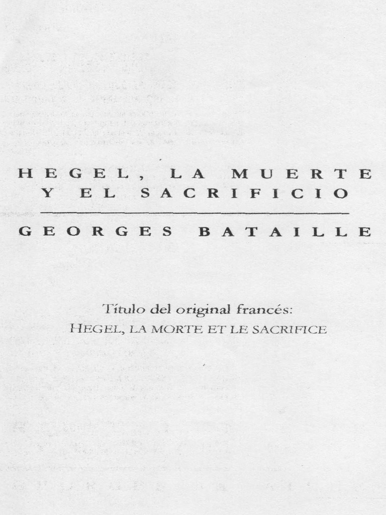Hegel, La Muerte y El Sacrificio. George Bataille | PDF