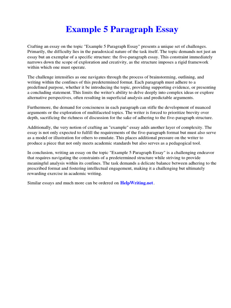 Example 5 Paragraph Essay | PDF | Poetry