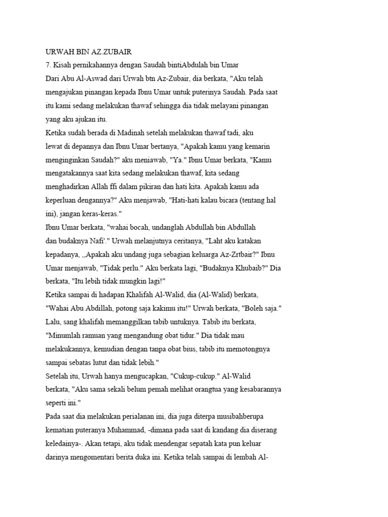 Biografi Ulama URWAH BIN ZUBAIR Bagian 5 | PDF