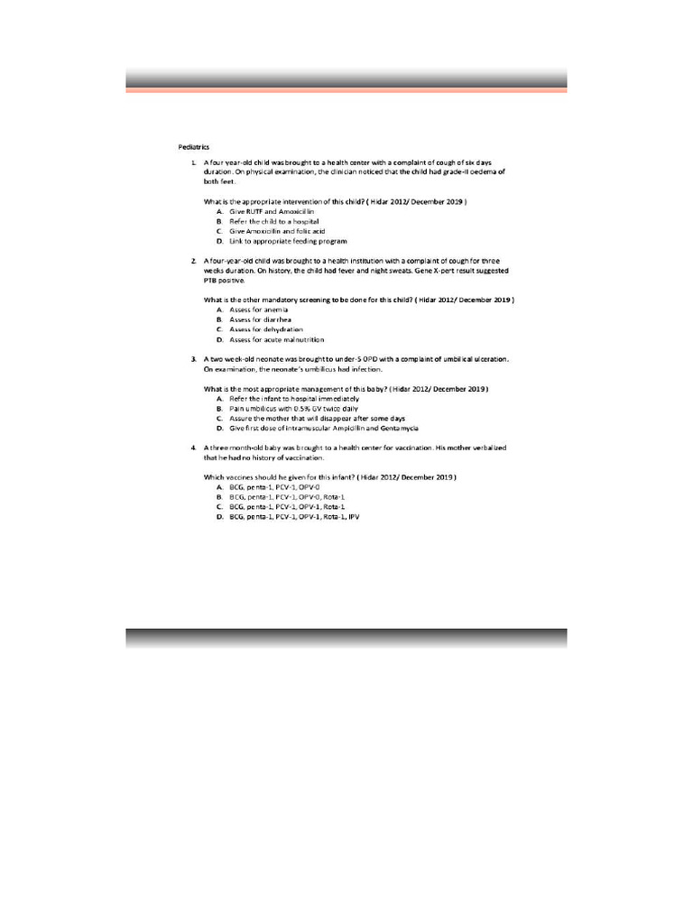 Pediatric COC EXame | PDF