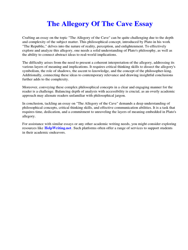 The Allegory of The Cave Essay | PDF | Edmund Burke | Allegory