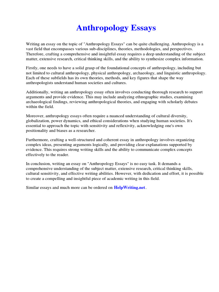 Anthropology Essays | PDF | Anthropology | Employment