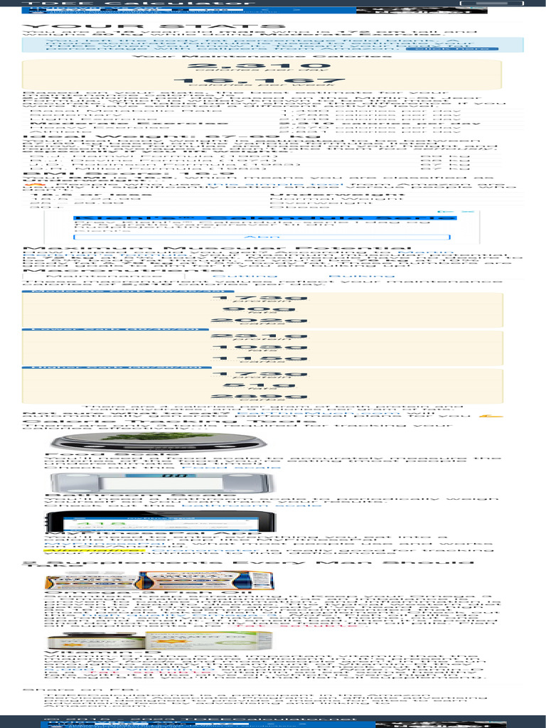 Calories Needed For A 18 Year Old, 50 KG Male | PDF | Obesity | Fish Oil